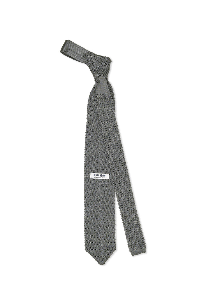 P. Johnson Grey Silk Knit Tie – Drop 93