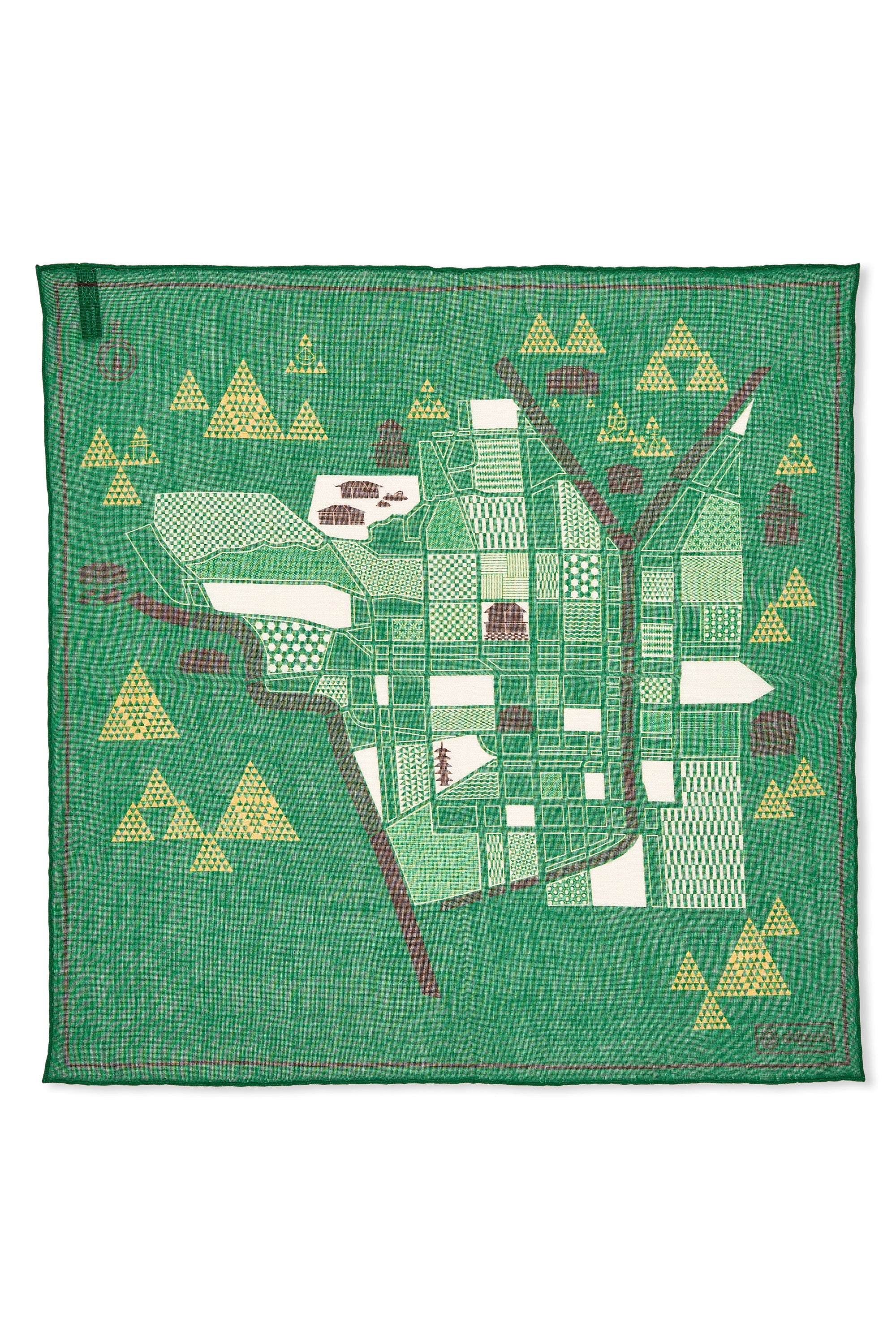 Shibumi Green with White/Brown/Yellow Map Pattern Cotton/Modal/Cashmer ...